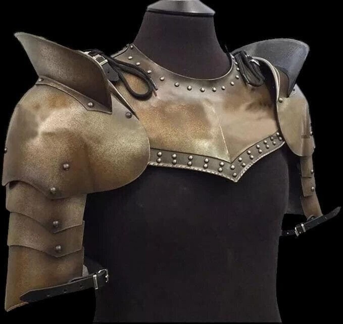 Medieval Warrior Pauldrons Shoulder Armor Gorget LARP Cosplay Knight ...