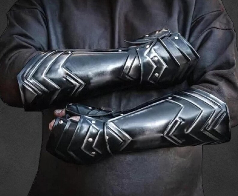 Medieval Armor Steel Arm Guard Crusader Bracers Spartan Black Halloween ...