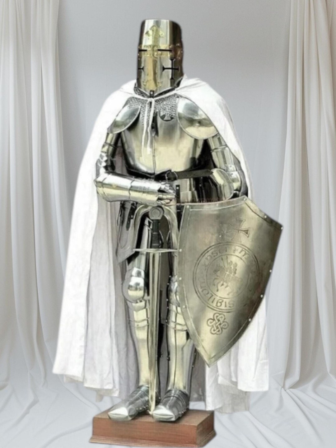 Knights Templar Suit of Armor Medieval Full Size Armor Statue Costume ...