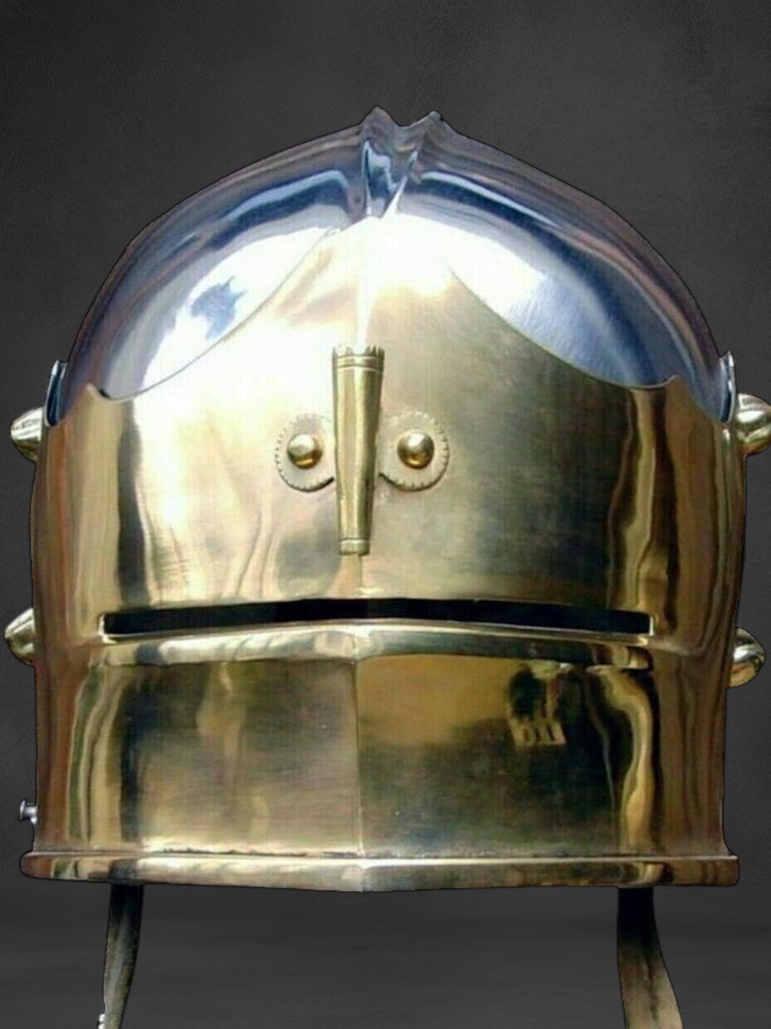 18GA Steel Medieval Italian Sallet Helmet Burgandy German Style Helmet ...
