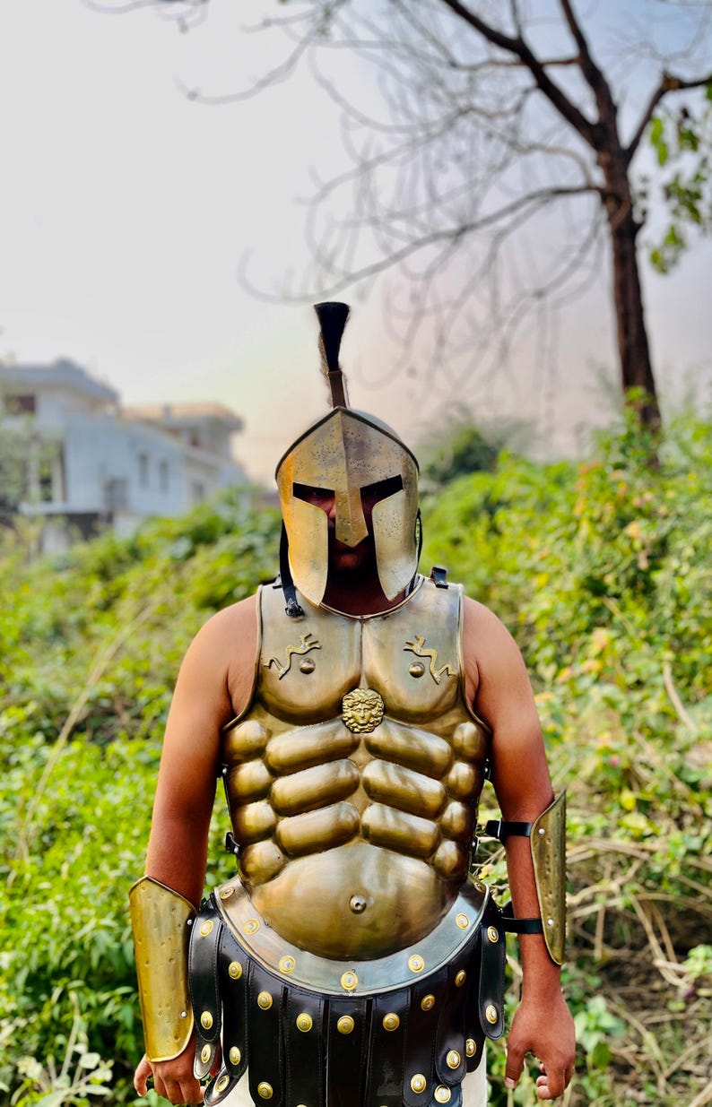 Knight Roman Spartan Suit of Armor Muscle Set-shield - Helmet- Arm ...