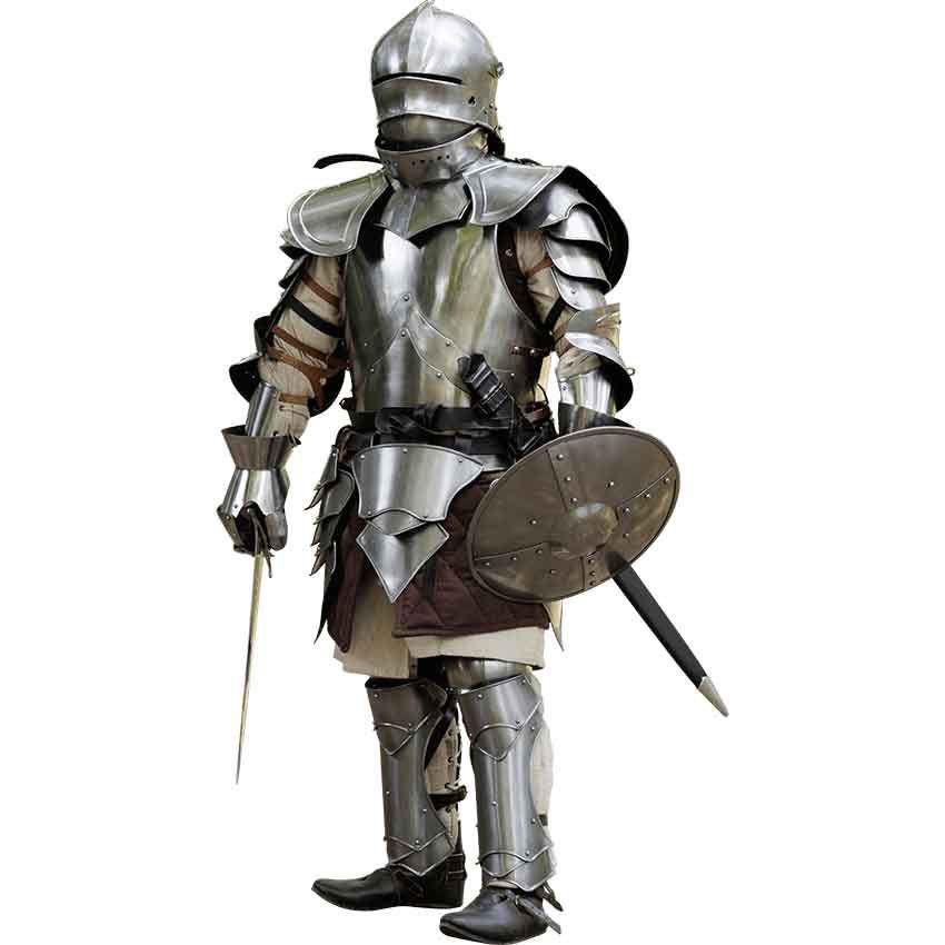 Silver Steel Medieval Knight Armor Set With Sword Shield Armor for LARP ...