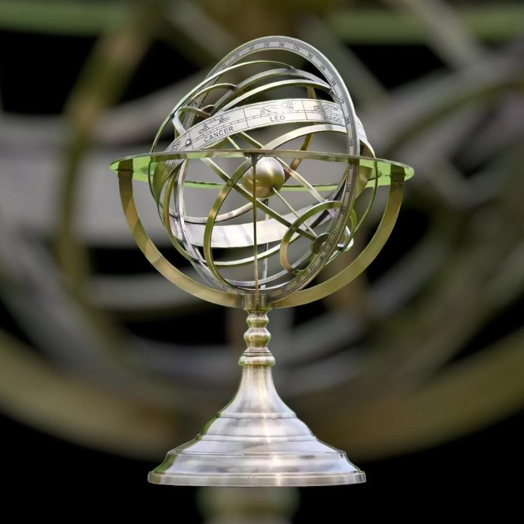 20" Inches Tall Antique Brass Celestial Garden Armillary Sundial Sphere ...