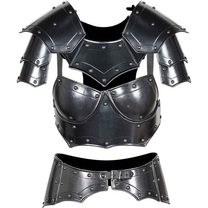 Blackened Mina Armor Lady Armor Set LARP 18GA Steel Medieval Knight ...