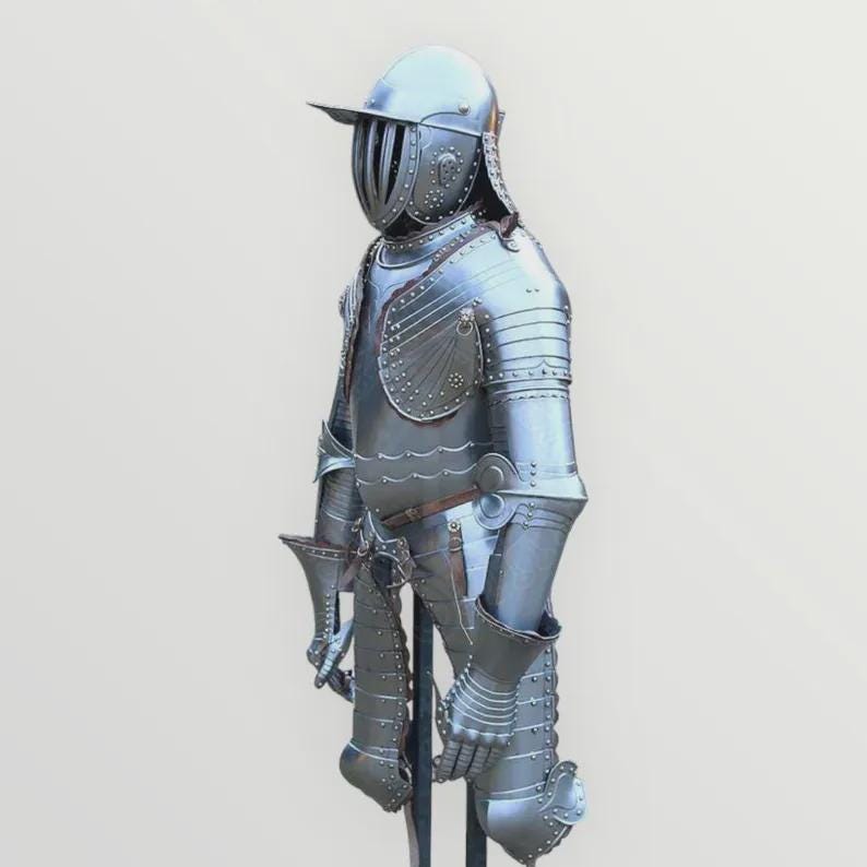 Medieval Knight Steel Cuirassier Half Body Armor With Lobster-tailed ...
