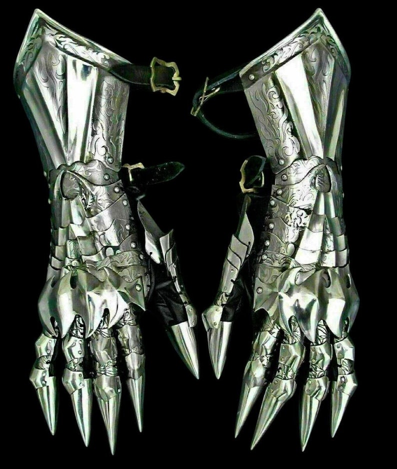 Gauntlet Pair Accents Knight Crusader Armor Steel Medieval Gauntlet ...
