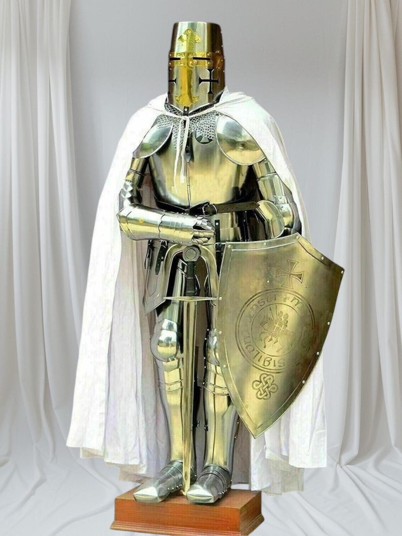 Knights Templar Suit of Armor Medieval Full Size Armor Statue Costume ...