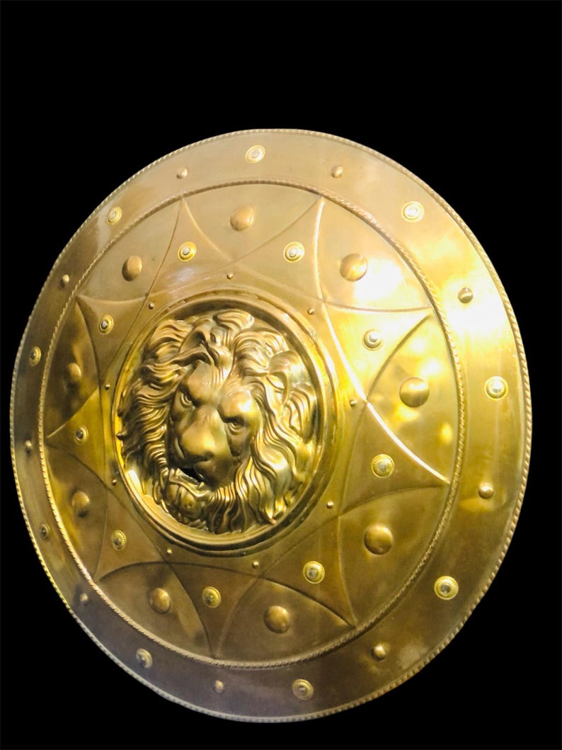 Lion Face Round Shield Medieval Iron Shield Knight Armor Shield Solid ...