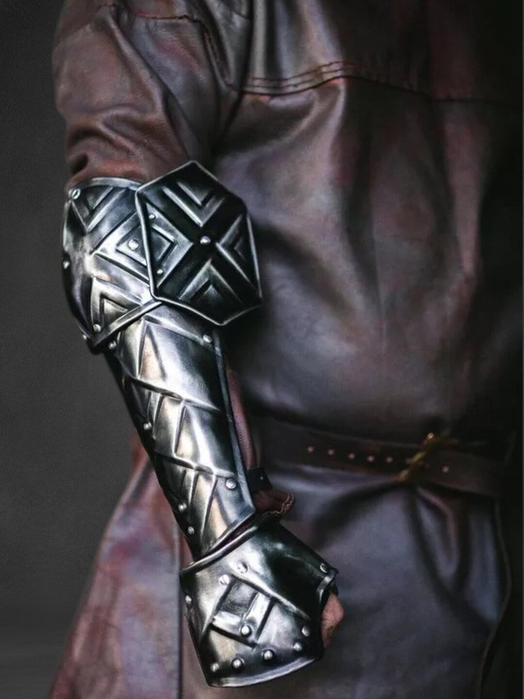 Medieval Armor Steel Arm Guard Crusader Bracers Spartan Black Halloween ...