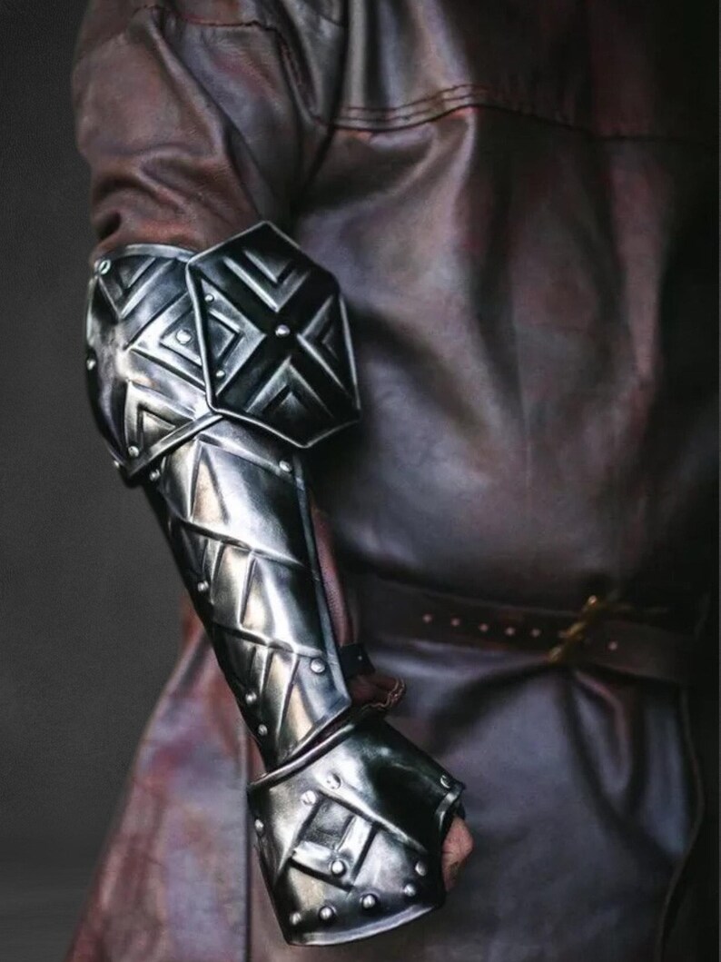 Medieval Armor Steel Arm Guard Crusader Bracers Spartan Black Halloween ...