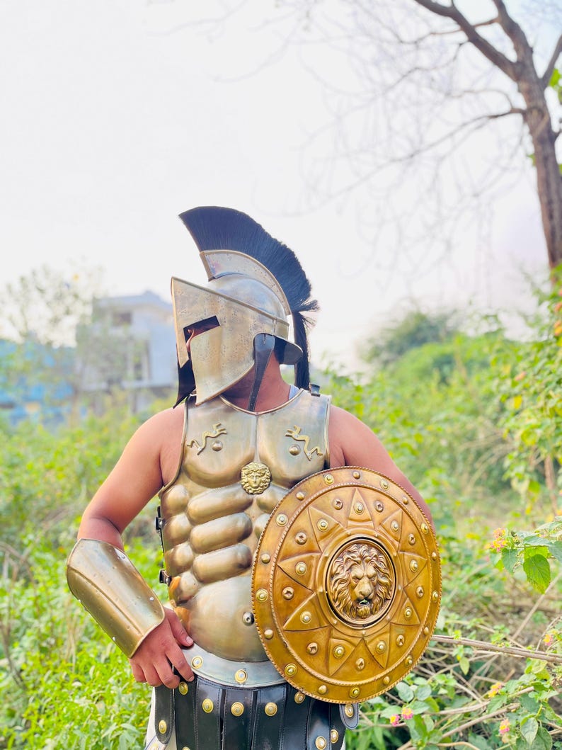 Knight Roman Spartan Suit of Armor Muscle Set-shield - Helmet- Arm ...