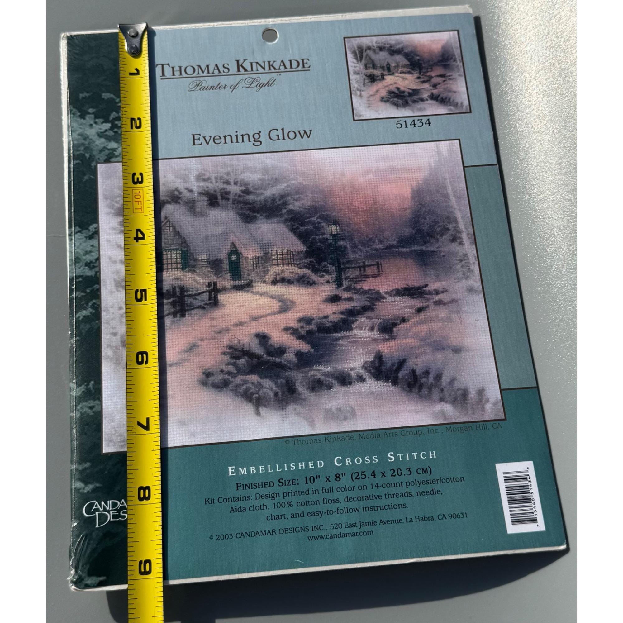 Vintage Thomas Kinkade Evening Glow Embellished Cross Stitch Kit 10"x8 ...