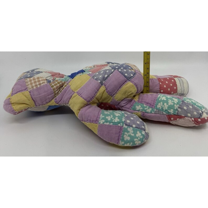 Vintage Handmade Quilt Patchwork Teddy Bear Multicolor Cottagecore 14.5 ...