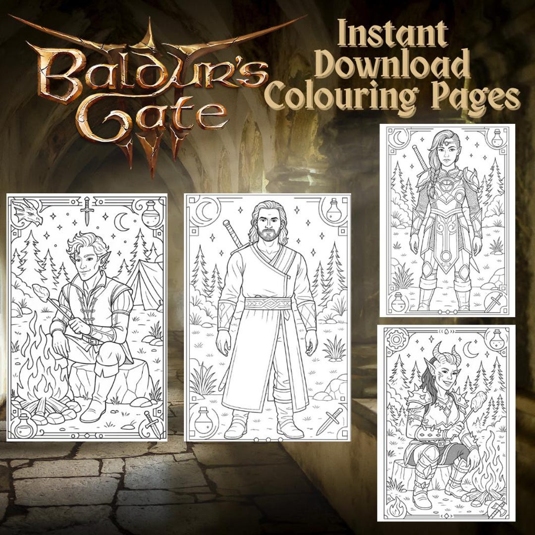 Baldur's Gate 3 Colouring Pages | Set of 4 BG3 Inspired Printable ...