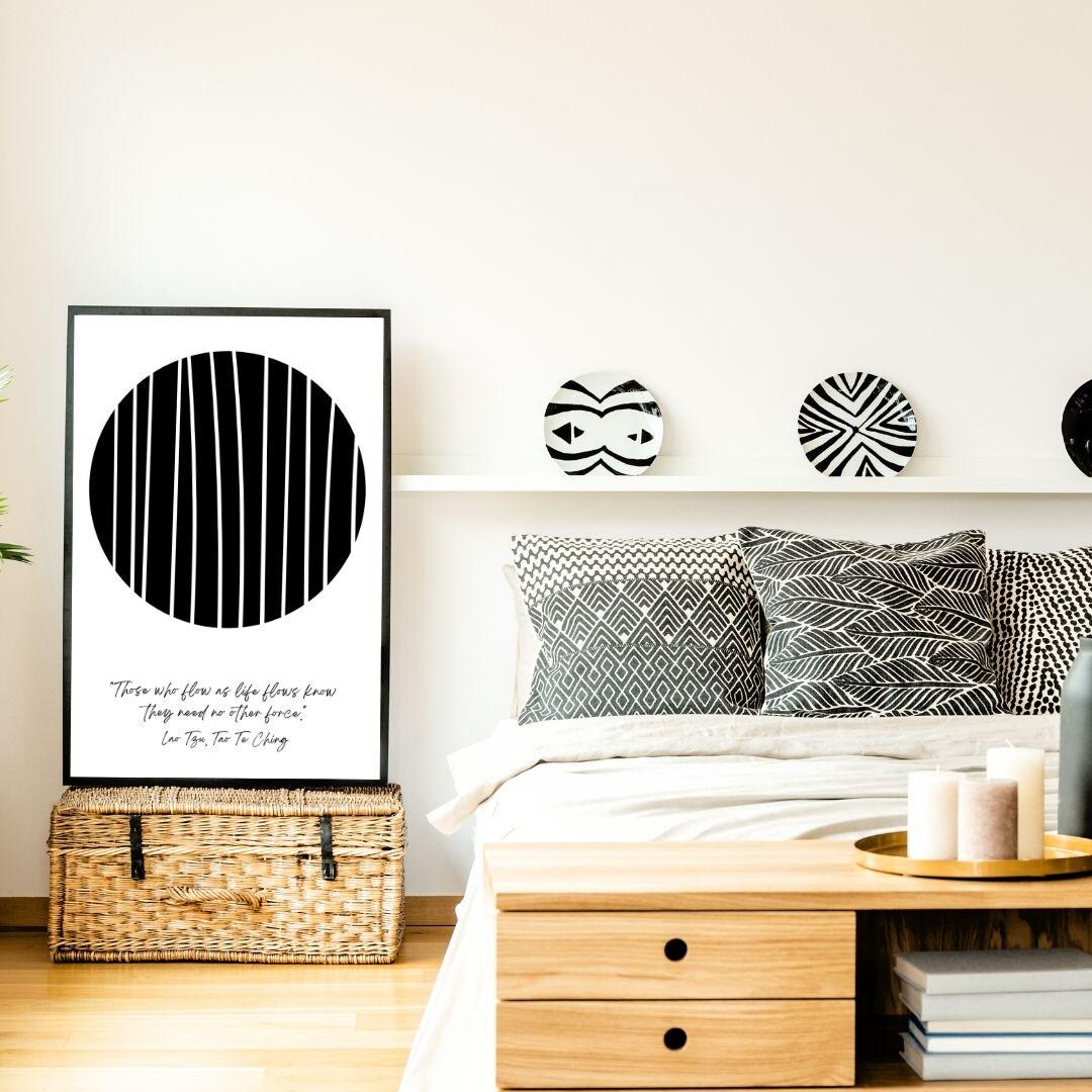 Lao Tzu Tao Te Ching Quote Wall Art | Minimalist Black & White ...