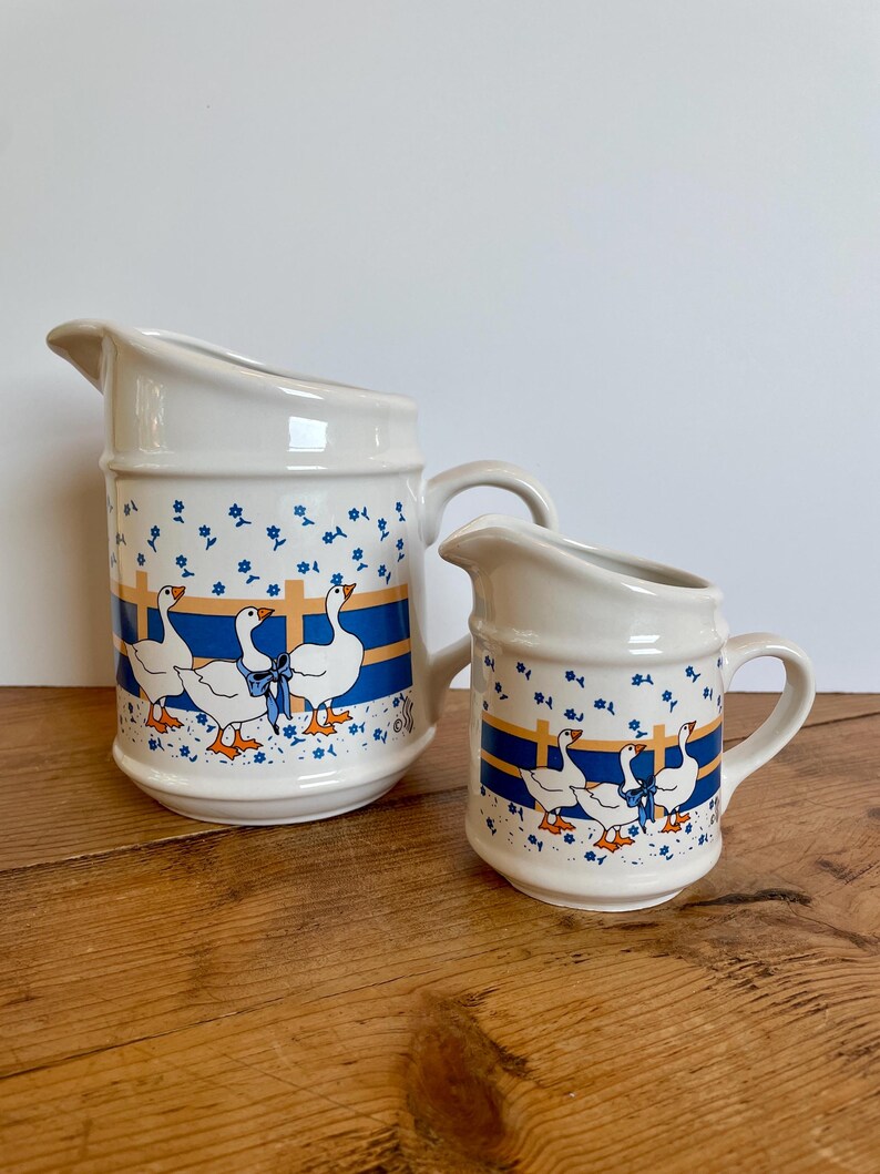 Goose Pitcher and Creamer Set 1980s Goose Decor Retro Goose Ceramics - Etsy