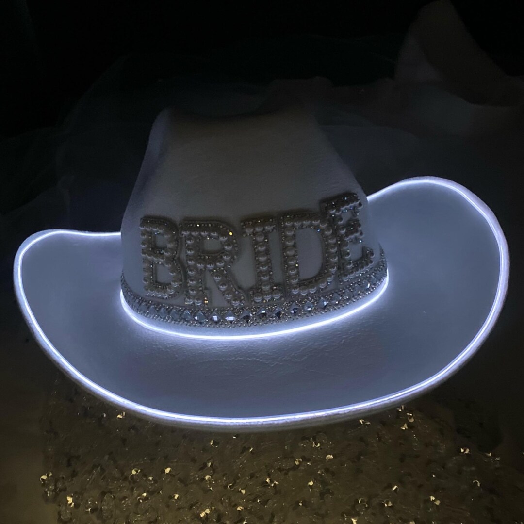 LED Bride Cowboy Hat: Rhinestone Bachelorette Party Cowgirl Hat - Etsy