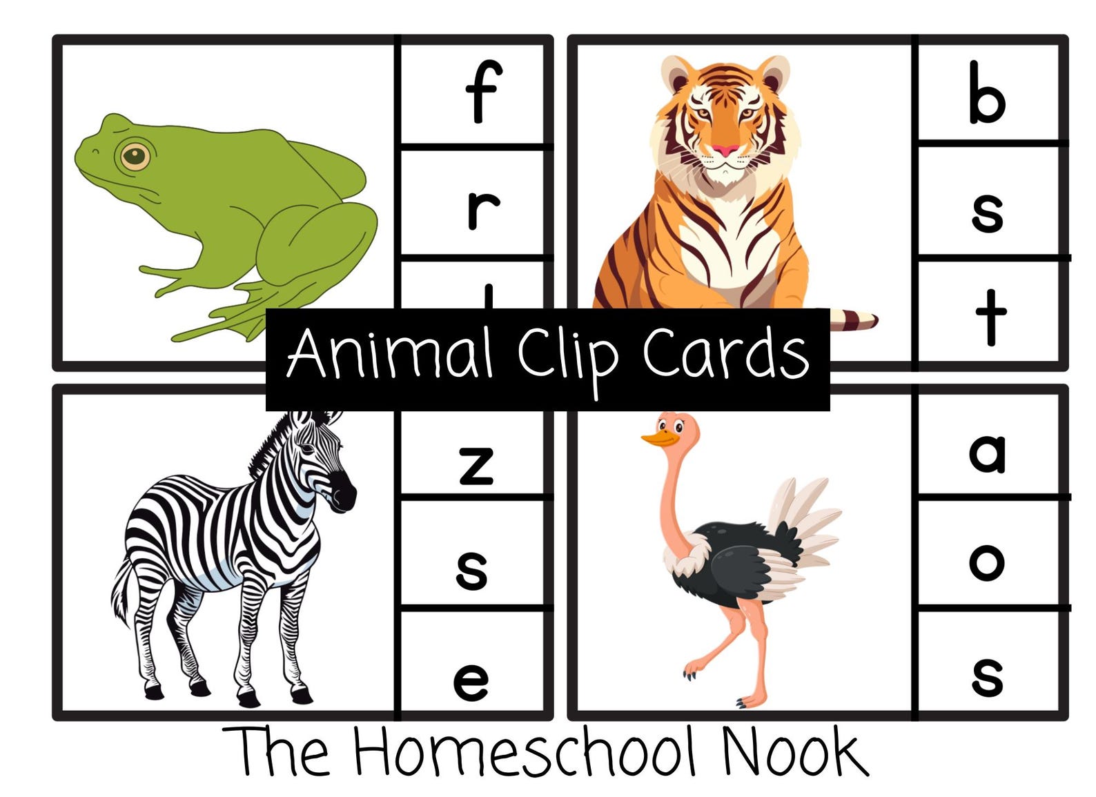 Wild Animal Beginning Sounds Clip Cards| Preschool Printable ...