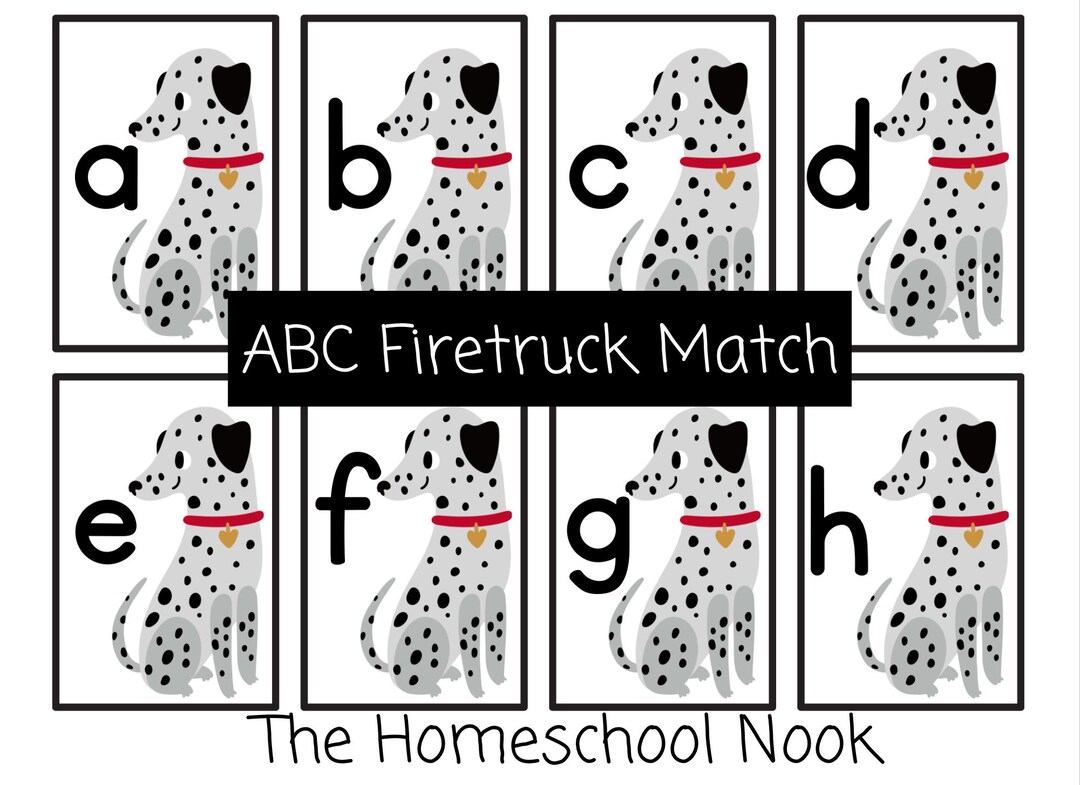 ABC Match | Firetruck and Dalmatian Match | Uppercase and Lowercase ...
