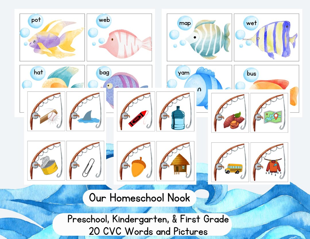 Fishing CVC Match | Decoding Words | Kindergarten| Letter Sounds ...