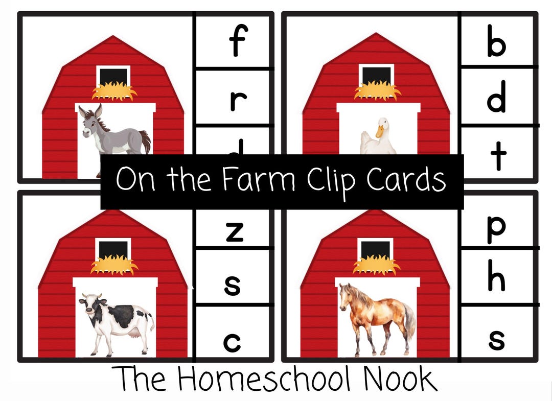 On the Farm Beginning Sounds Clip Cards| Preschool Printable ...