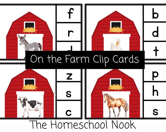On the Farm Beginning Sounds Clip Cards| Preschool Printable ...