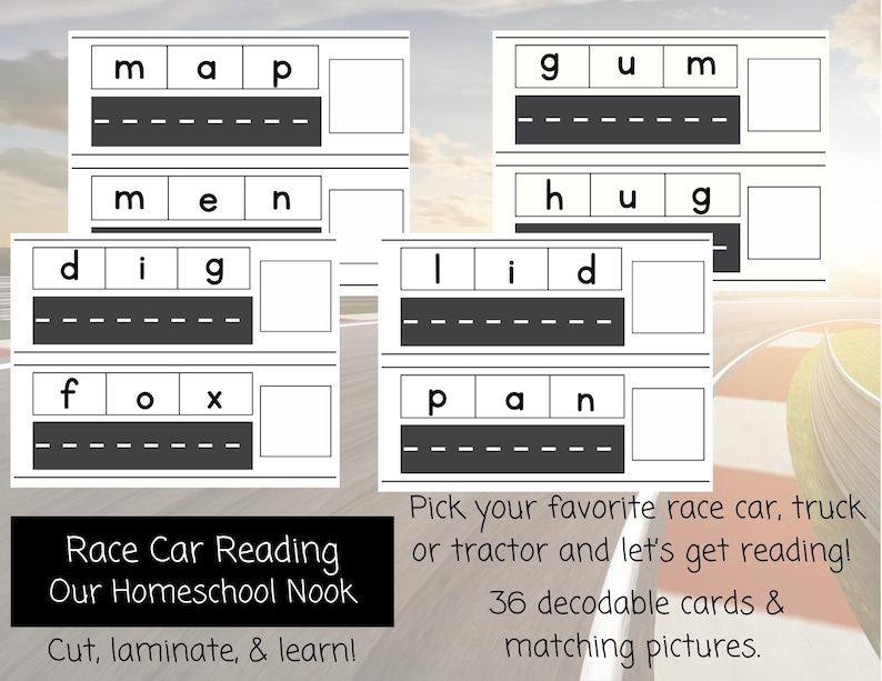 Race Car CVC | Decoding Words | Kindergarten| Letter Sounds ...