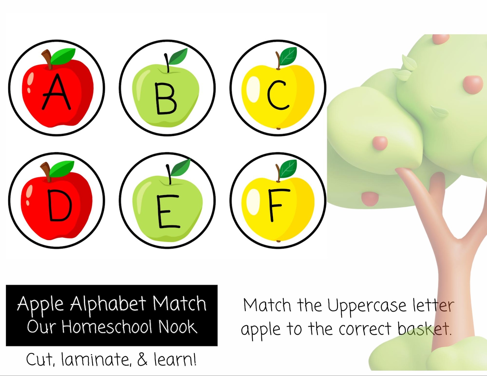 ABC Match | Alphabet Match | Apple Match | Uppercase and Lowercase ...