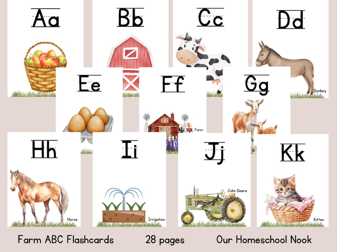 Alphabet Farm Flashcards | ABC Flashcards | Preschool and Kindergarten ...