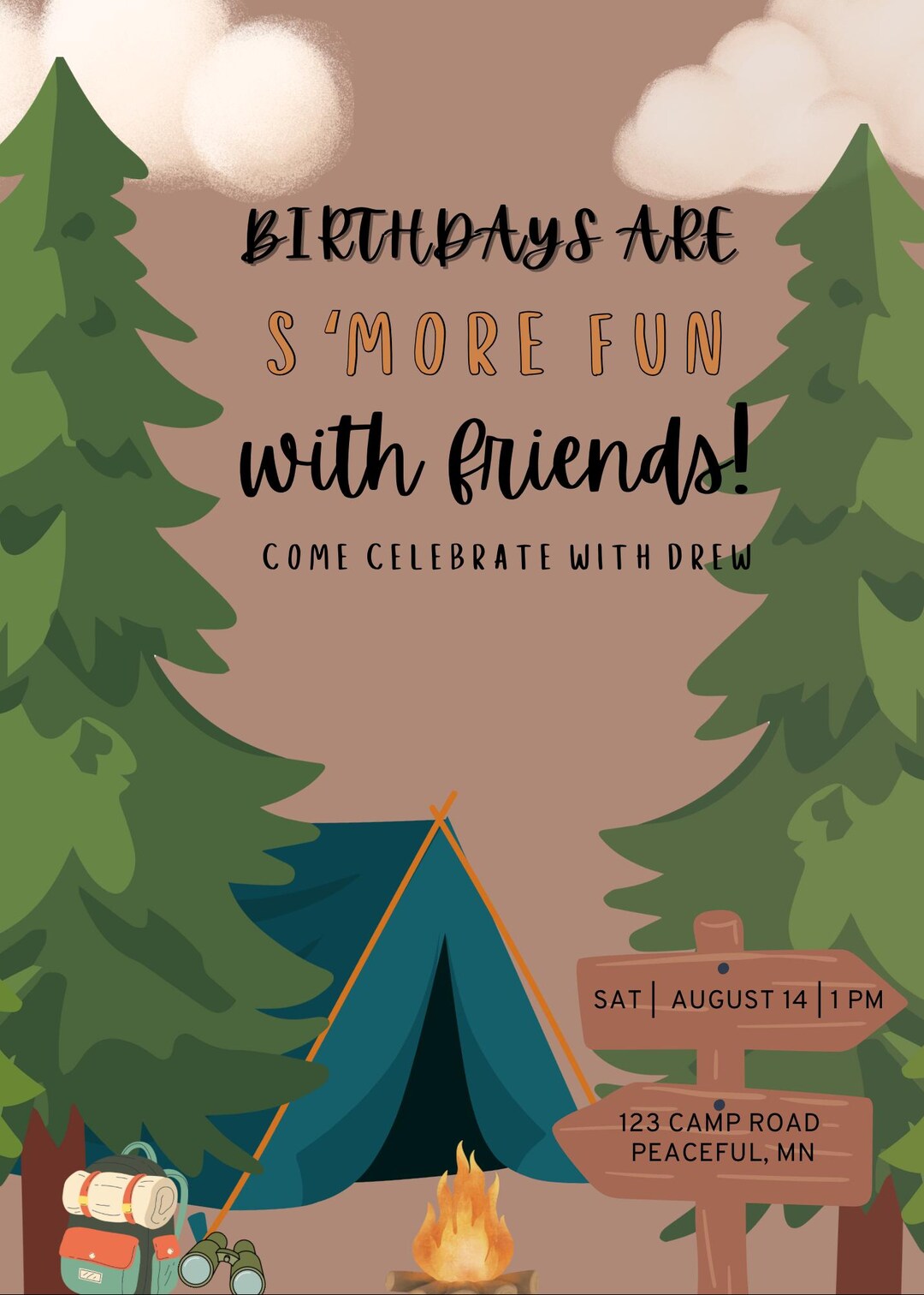Camping Birthday Invitation - Etsy