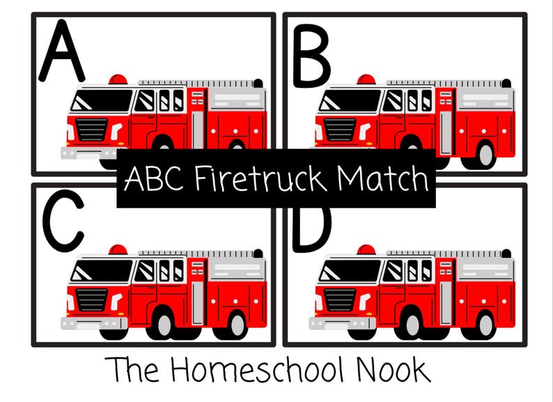 ABC Match | Firetruck and Dalmatian Match | Uppercase and Lowercase ...