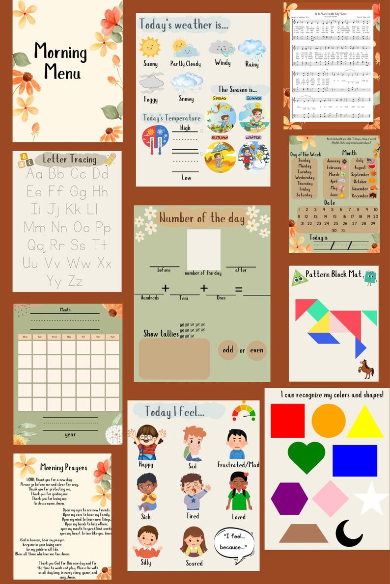 Morning Menu| Fall Morning Menu Preschool, Morning Menu Kindergarten ...