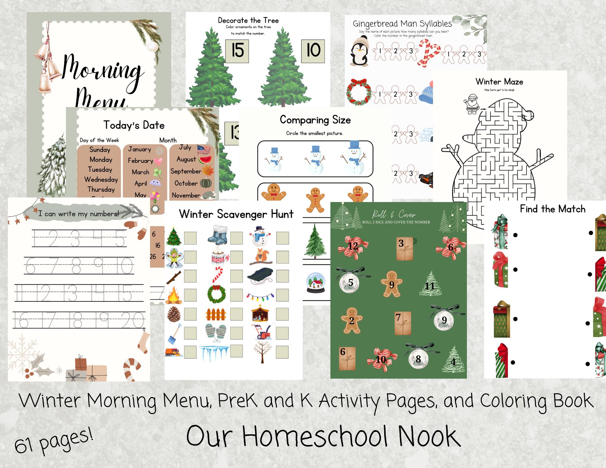 Winter Mini Unit Preschool, Winter Morning Menu Kindergarten, Winter ...