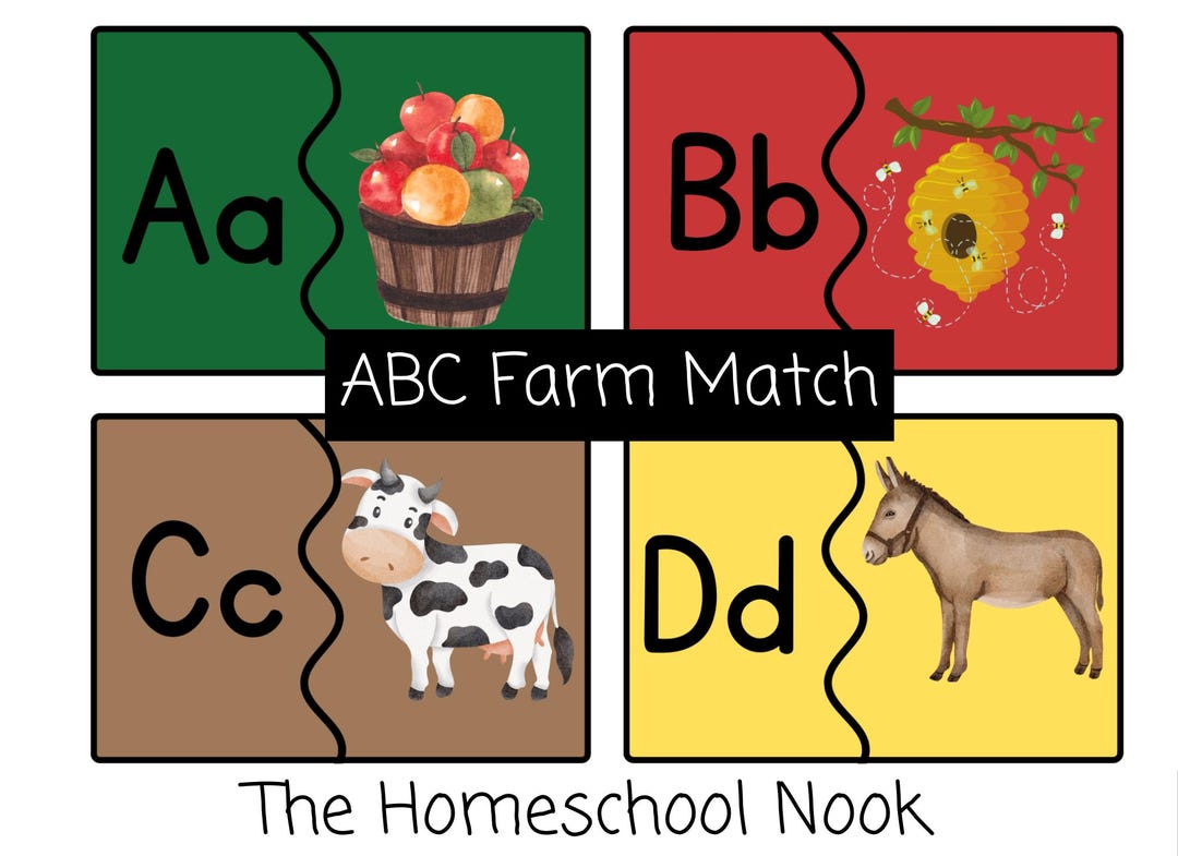 ABC Match | Alphabet Match | Farm Puzzle Match | Beginning Sound Match ...