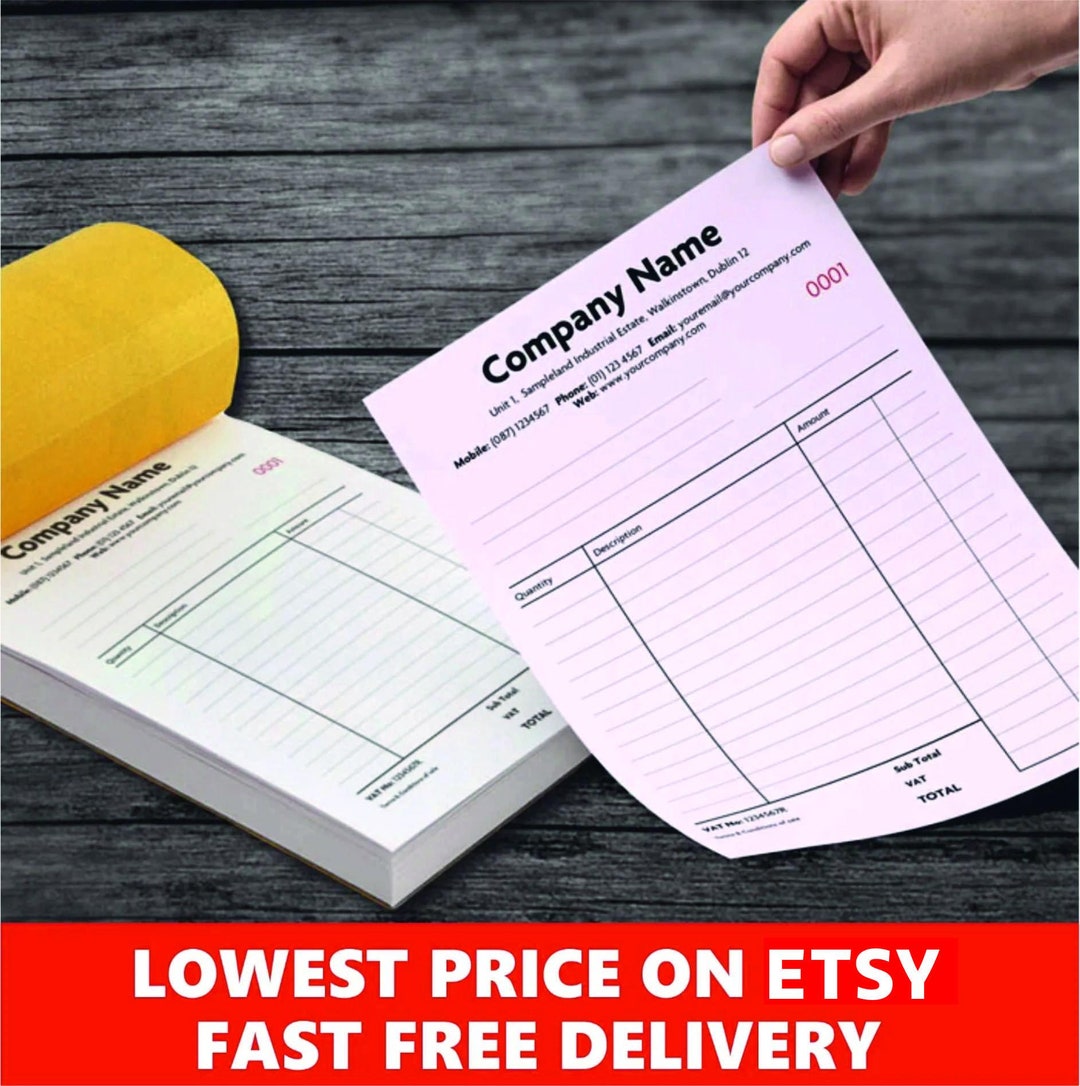 A4 Personalised Duplicte Invoice Receipt Book Pad NCR PAD PRINT ...