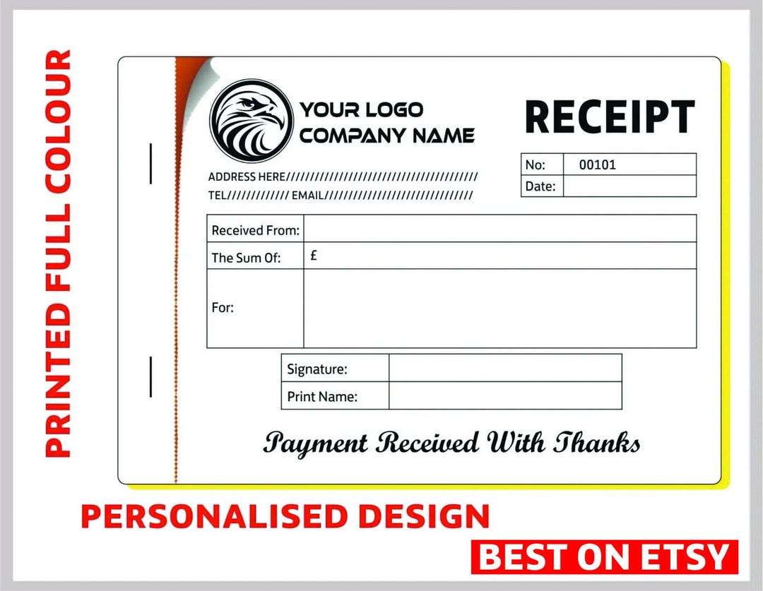 A6 Personalised Invoice Receipt Book Pad, Duplicate Receipt Book ...