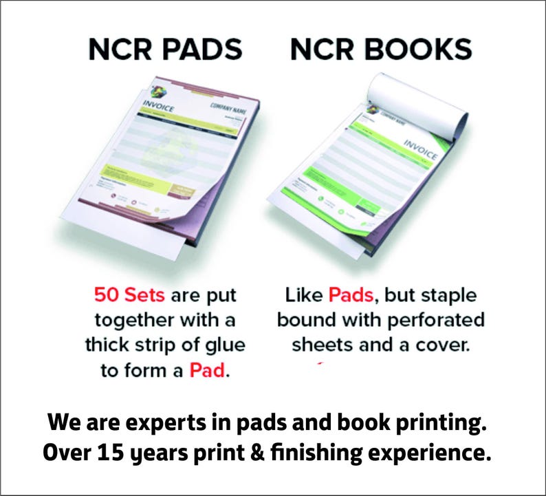 A4 Personalised Duplicte Invoice Receipt Book Pad NCR PAD PRINT ...