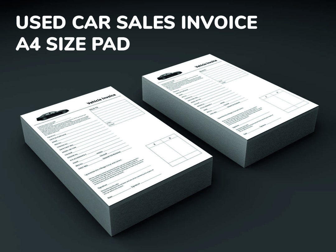 A4 Used CAR SALES INVOICE Pad / Book Receipt Buying & Selling Cars ...
