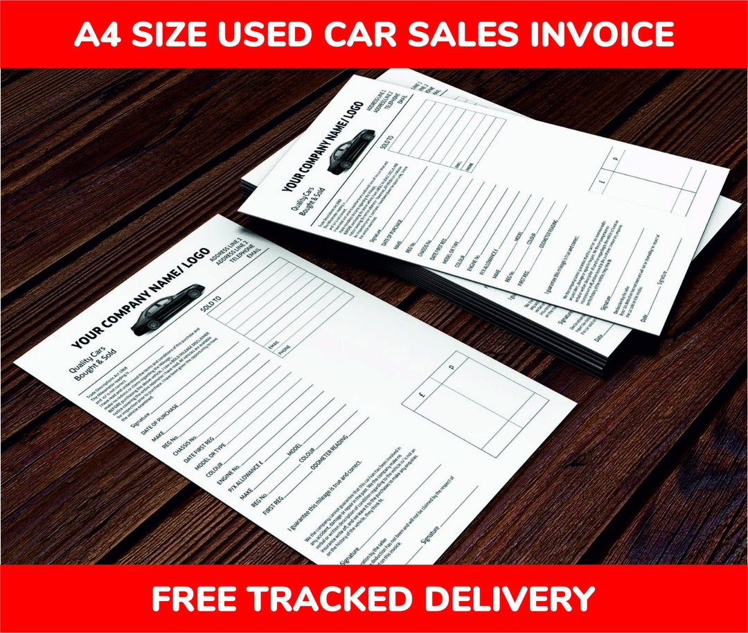A4 Used Car Sales Invoice Receipt Pad, Personalised, CAR SALES INVOICE ...