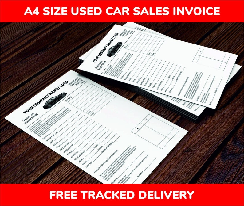 A4 Used Car Sales Invoice Receipt Pad, Personalised, CAR SALES INVOICE ...