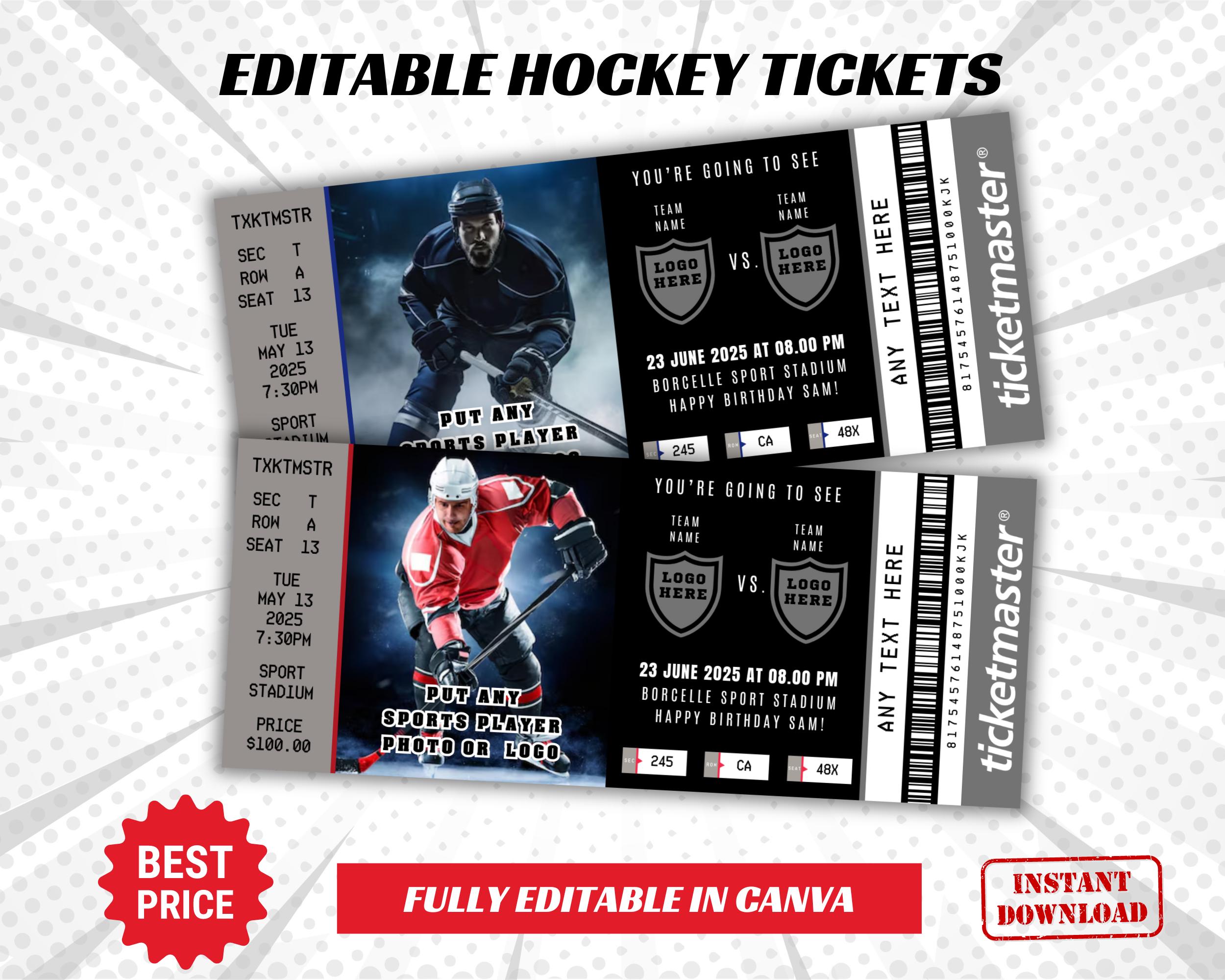 Editable Surprise Hockey Game Ticket, Printable Sport Surprise Ticket ...