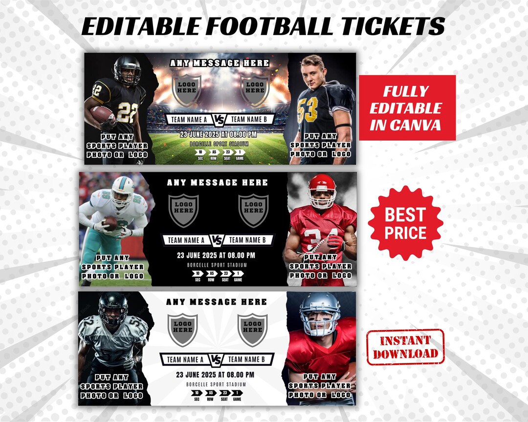 Editable Surprise Football Game Ticket, Printable Sport Surprise Ticket ...