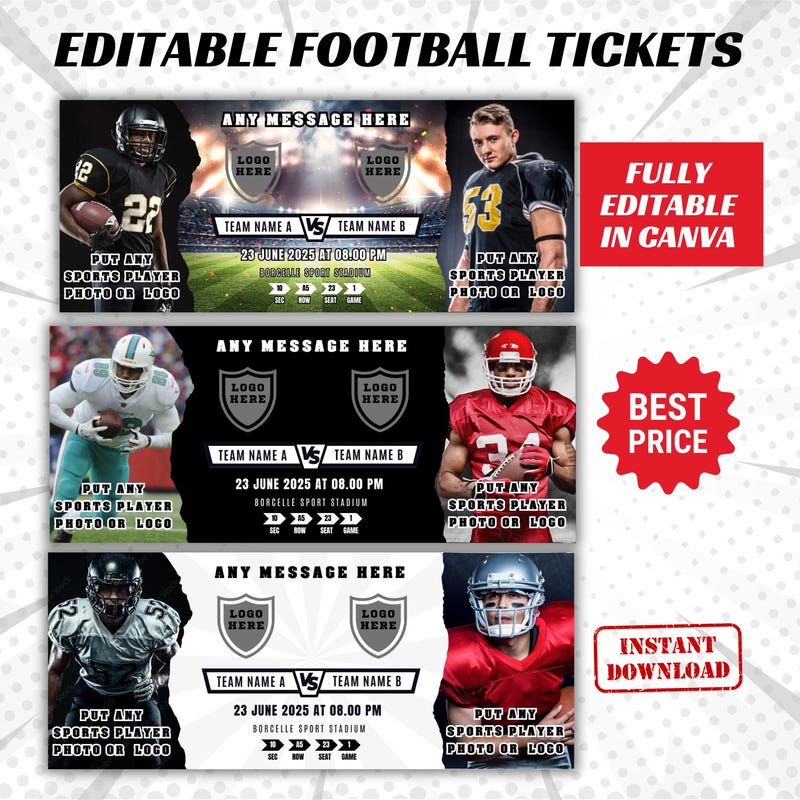Printable Football Game Ticket - Etsy