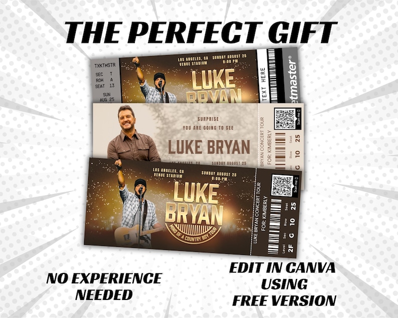 Editable Luke Bryan Concert Ticket, Mind of a Country Boy Tour Ticket ...