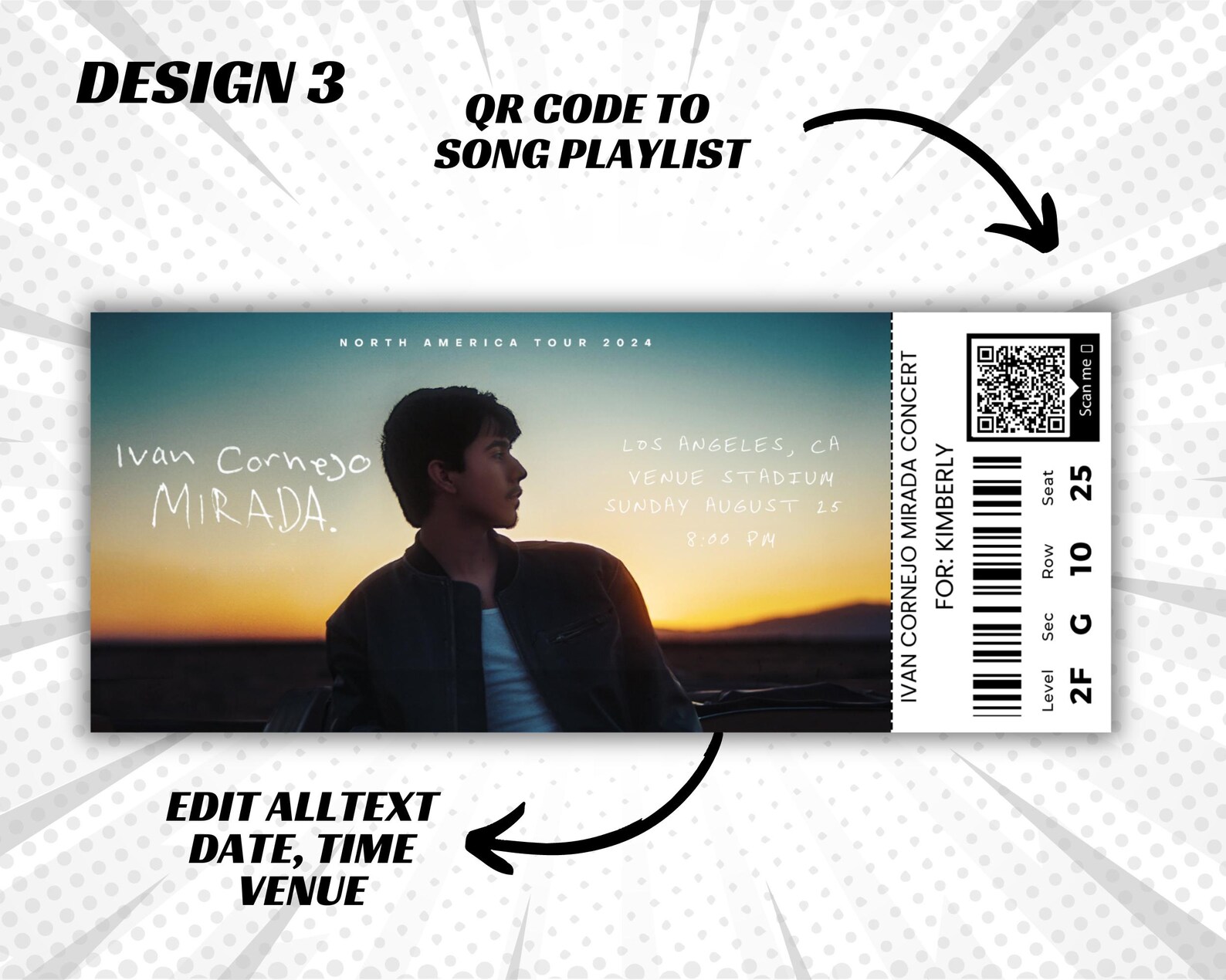 Editable Ivan Cornejo Mirada Tour Concert Ticket, Mirada Ticket, Ivan ...