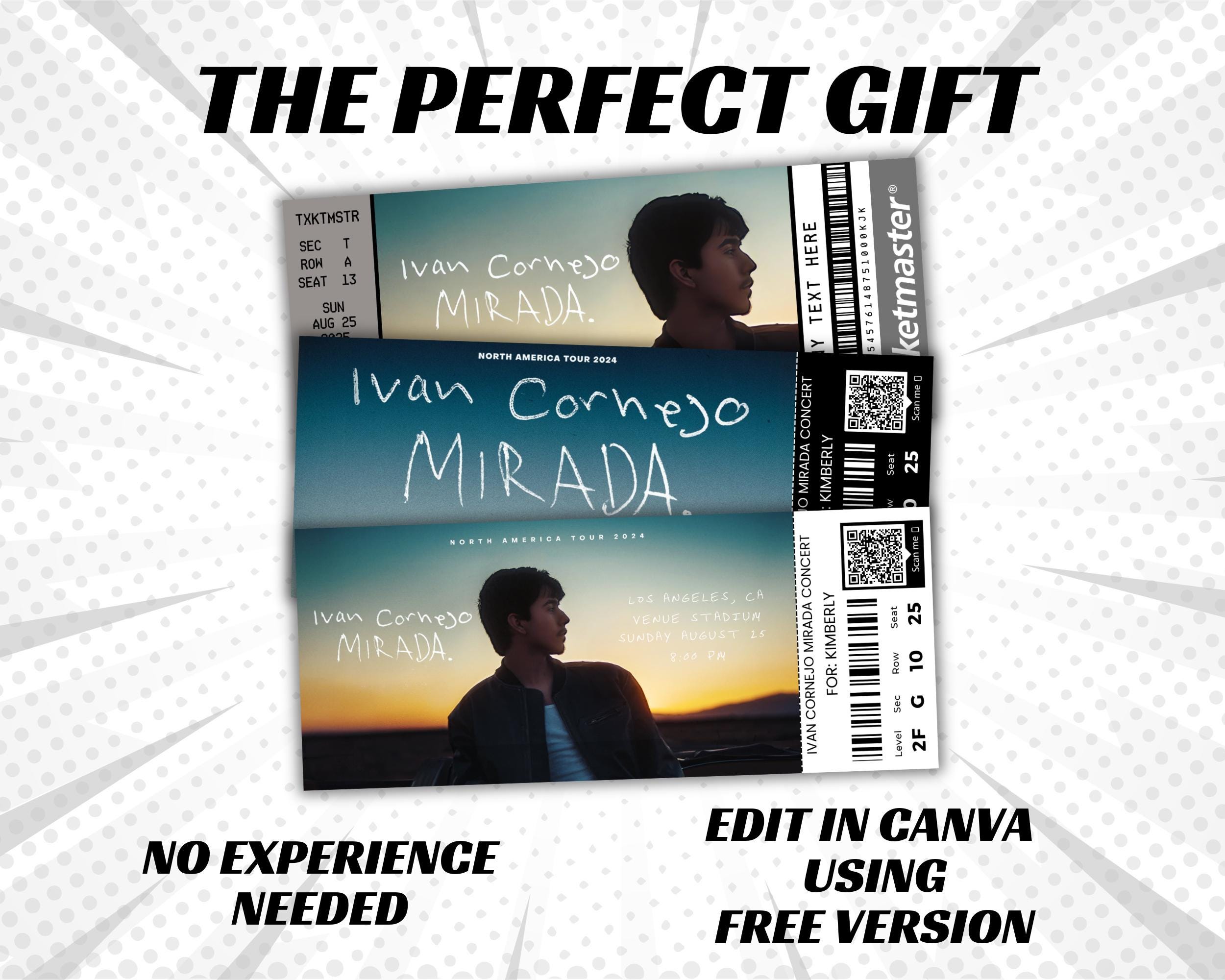 Editable Ivan Cornejo Mirada Tour Concert Ticket, Mirada Ticket, Ivan ...