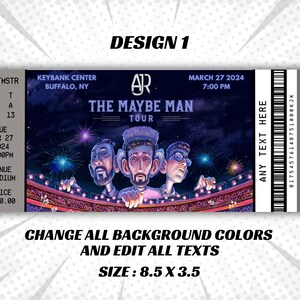 Editable AJR Concert Ticket, AJR Maybe the Man Ticket, Memorabilia ...