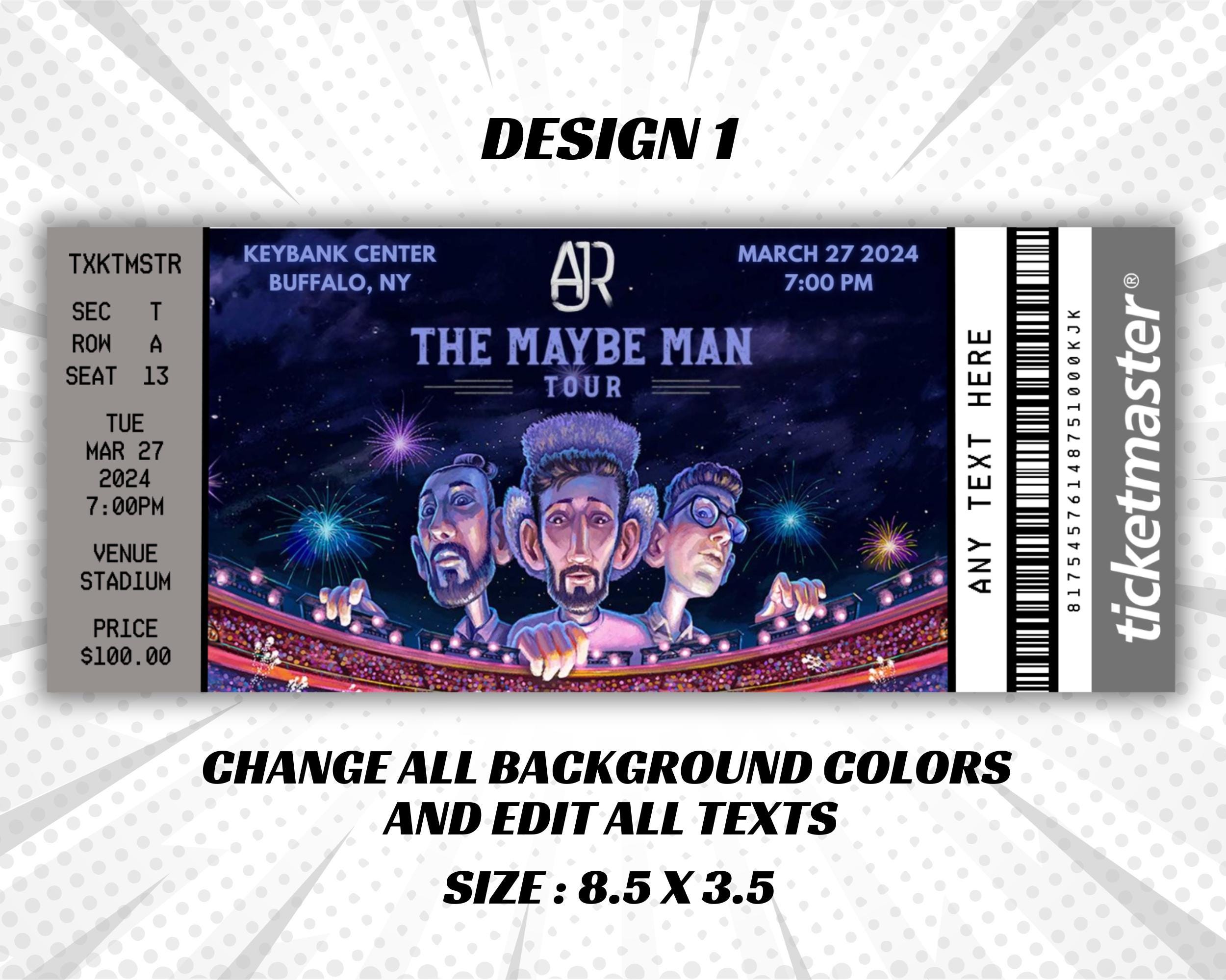 Editable AJR Concert Ticket, AJR Maybe the Man Ticket, Memorabilia ...