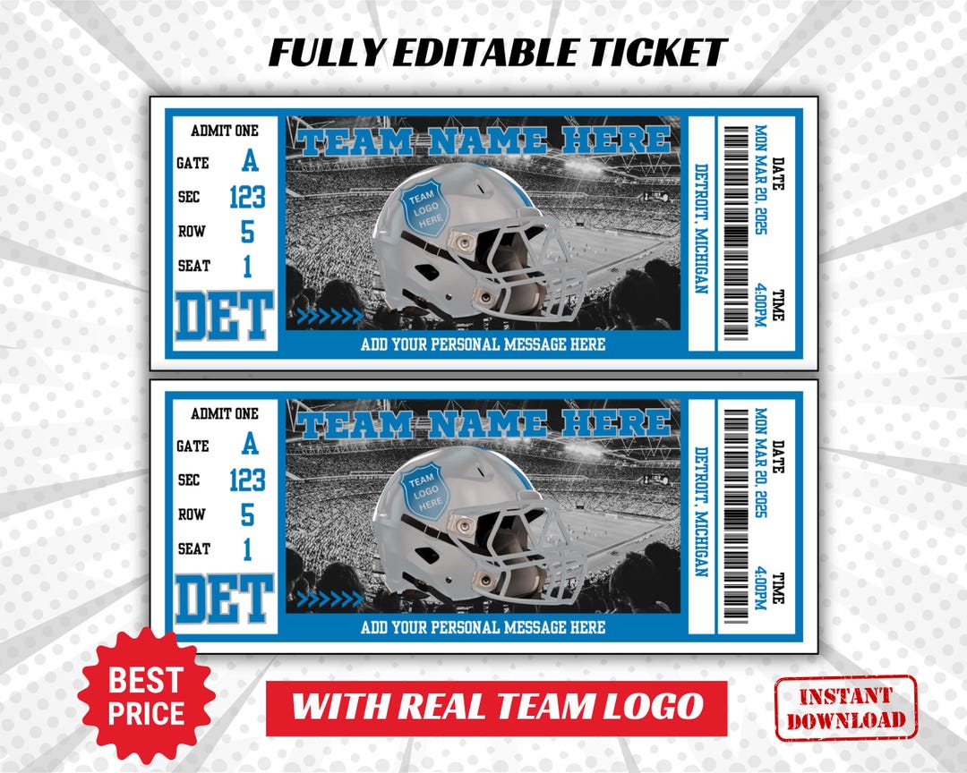Editable DETROIT Colors Basketball Game Gift Reveal Ticket. Editable ...