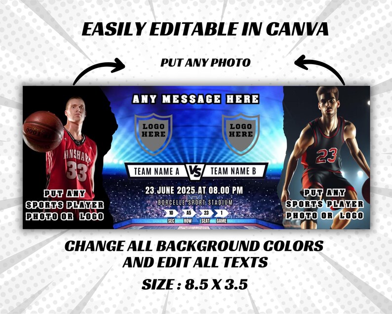 Editable Surprise Basketball Game Ticket, Printable Sport Surprise ...